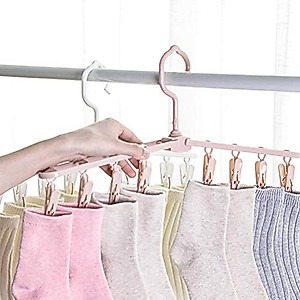 Cabilock Foldable Clip Hangers Clothes Sock Underwear Clips Space Saving Windproof Drying Racks Clothespins for Home Travel (Pink)