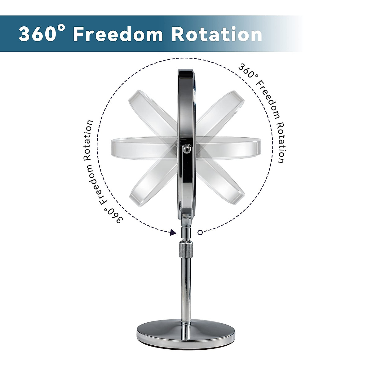 HOMEMIRO 17" Tall Tabletop Makeup Mirror Height Adjustable Vanity Mirror 8" Large Free Standing 1X/10X Magnifying Mirror on Stand,Classic Round Desktop Make Up Mirror for Bathroom or Bedroom,No Light