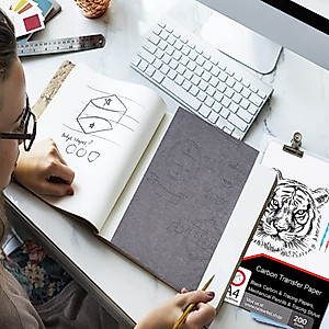 Raimarket 200 Sheets Black Carbon Paper for Tracing On Fabric | Carbon Paper for Tracing on Wood & Canvas, Tracing Paper for Drawing Sewing Patterns, 5 Stylus, A4 Size (9 X 13) Graphite Transfer Paper