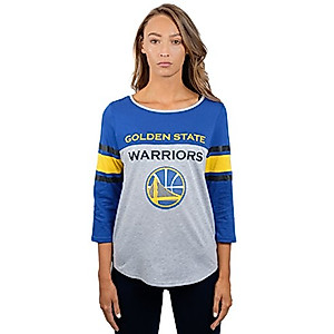Ultra Game NBA Golden State Warriors Womens T-Shirt Raglan Baseball 3/4 Long Sleeve Tee Shirt, Team Color, Small
