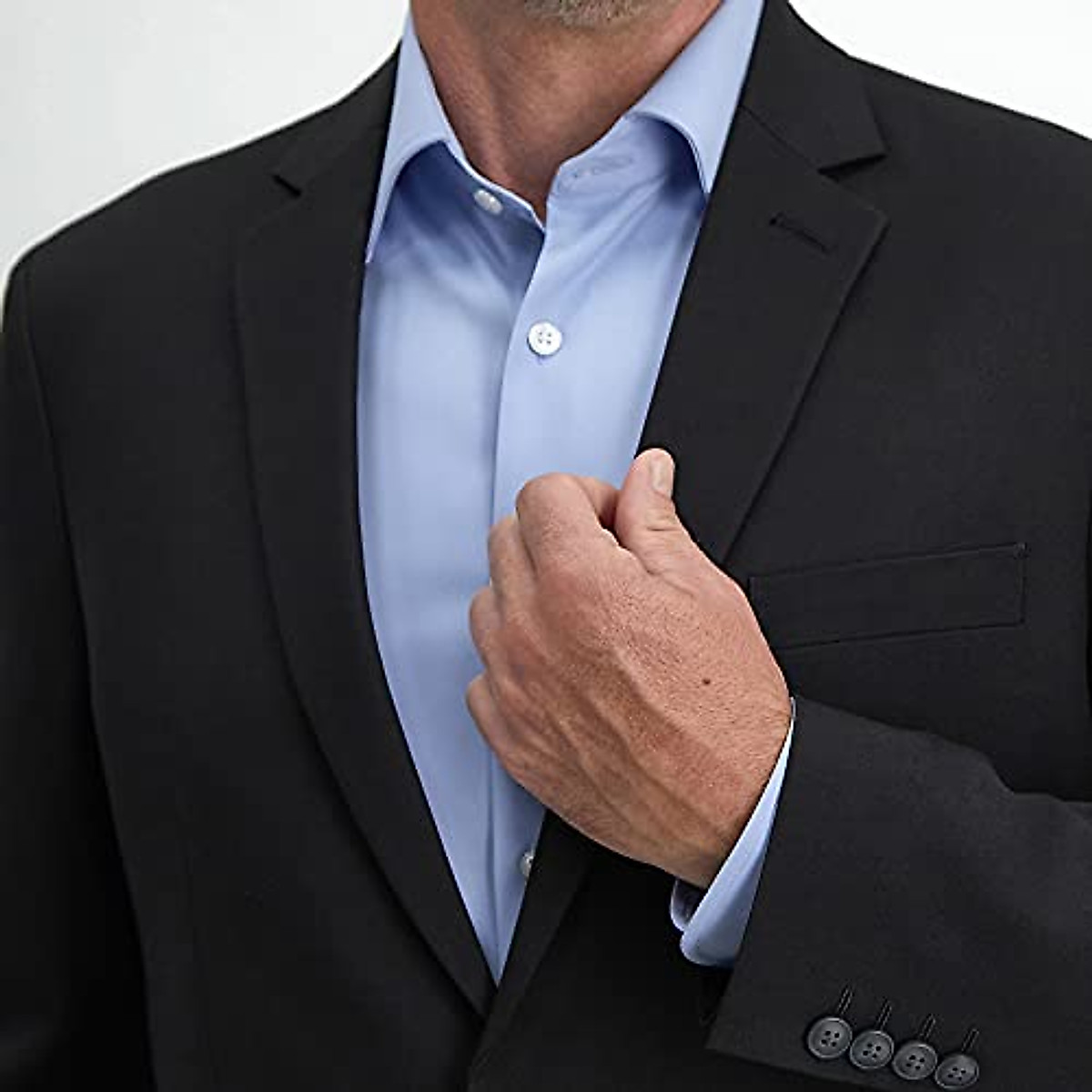 Haggar Men's Smart Wash Premium Stretch Classic Fit Solid Suit Separates-Pants, Black-Jacket, 44 Regular