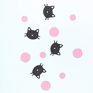Cat Table Confetti Kitten Paper Scatter Cat Lover Birthday Theme Party Decorations - 40 Cats and 60 Circles