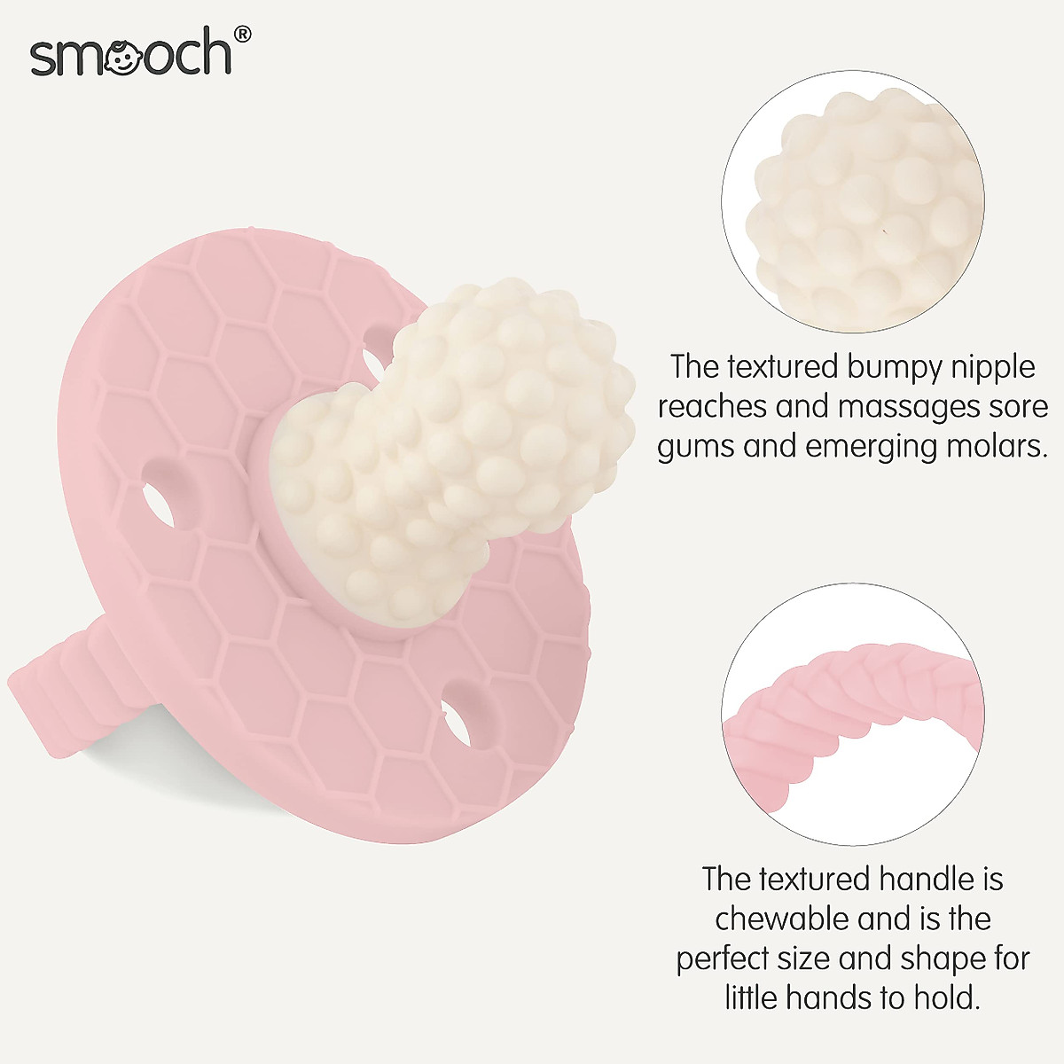 Soothipop Silicone Pacifier Teething Toys for Babies 0-6 Months 12, 18 Months - (2 Pack) Pacifier Shaped Baby Teether, Soft Teething Pacifiers for Babies Baby Teething Relief Bear (Mint & Cream)