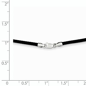 14k White Gold 2mm 16 Inch Black Leather Cord Chain Necklace Pendant Charm Fine Jewelry For Women Gifts For Her