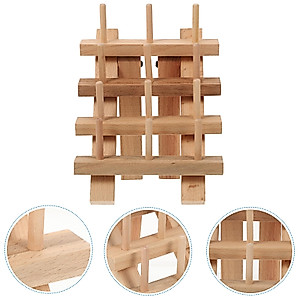 EXCEART 12 Spool/Cone Wooden Thread Rack Wooden Folding Thread Holder Organizer Sewing Embroidery Thread Rack for Sewing Embroidery Quilting Craft