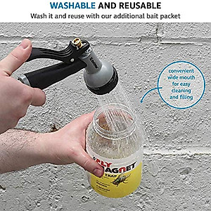 [Set of 3] Reusable Outdoor Fly Traps 32 oz - Fly Magnet Bait Trap - Made in USA - Bundled with 3 Bait Refills and 3 Hanging Chains