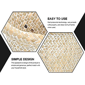 Zerodeko Woven Hamper 2pcs Rattan Trash Can Woven Water Hyacinth Wicker Waste Basket Garbage Container Bin Plant Pot Laundry Basket for Bathroom Kitchen Woven Baskets