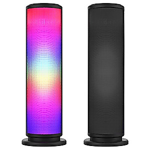 Aduro LED Wireless Speaker with Pulsating Lights, Wireless Color Changing Portable Outdoor Party Tower Speaker Universal, Black