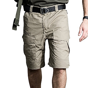 ReFire Gear Men's Urban Tactical Military EDC Cargo Rip Stop Cotton Outdoor Camo Shorts, Khaki, 32