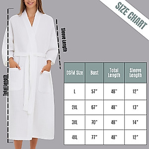 MONARCH Square Waffle Spa Kimono Robe - Soft Light Hotel Bathrobe Cypress (One Size/Large, White) (US, Alpha, One Size, White)