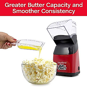 West Bend Air Crazy Popcorn Machine for Healthy Snacking with No Oil, 4-Quart, Red