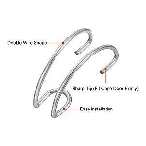 PATIKIL 1.6x0.9 Cage Door Hook, 10Pcs Stainless Steel Durable Double Wire Latch Hook for Locking and Fixing Rabbit Pig Poultry Cage, Silver