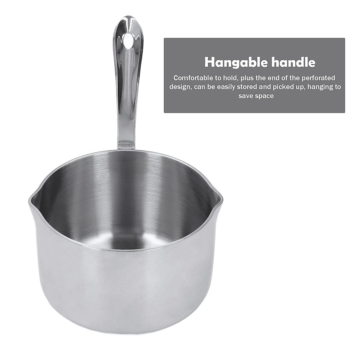 Butter Coffee Milk Warmer Mini Butter Melting Pot, Stainless Steel Hot Milk Pot Chocolate Boiled Sugar Cheese Butter Melting Pot with Dual Pour Spouts