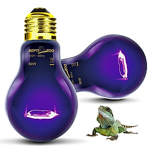 REPTIZOO 2PCS Reptile Night Heat Lamp, 50W Moonlight Heat Bulb Infrared Heating Lamp Purple Reptile Heat Lamp Night Bulb for Bearded Dragon, Lizard, Snake, Turtle
