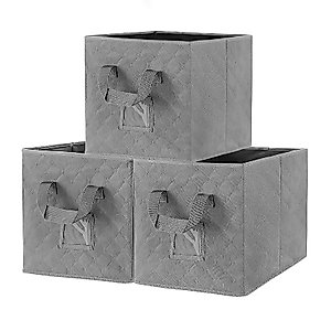LSNDEE Large Storage Box Organizer, Cloth Storage Bins With Handles, Foldable Fabric Storage Cubes, Closet Organizers For Home And Office, 11.8 "X 11.8 " X 11.8 ", 3 Pack