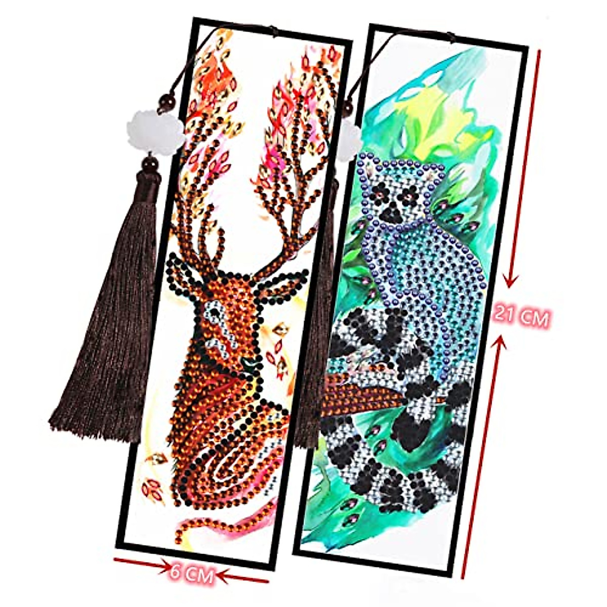 pigpigboss Deer Bookmark Diamond Painting Set 2 Pieces DIY Special Shaped Diamond Painting Bookmark Animal Bookmark Diamond Dots Art for Adult Child Book Decor Crafts
