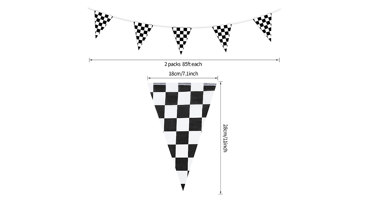 RUBFAC 170ft 120pcs Black and White Checkered Flag Banner Racing Flags ...