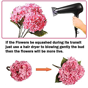 Louiesya Artificial Flowers Silk Hydrangea Flowers with 5 Big Heads Fake Flower Bunch Bouquet for Home Wedding Party Decor DIY (Dark Red, 5 Flower Heads)