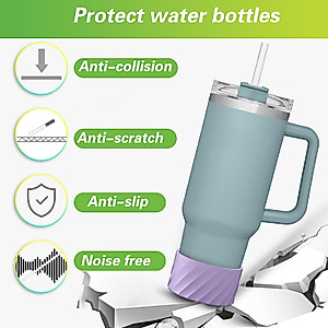 AIERSA 2Pcs Silicone Boot Sleeve for Stanley Quencher 40oz 30oz Tumbler with Handle,for IceFlow 20oz 30oz,Protective Water Bottle Bottom Bumper Cover for Stanley Cup Accessories, Pink, Purple