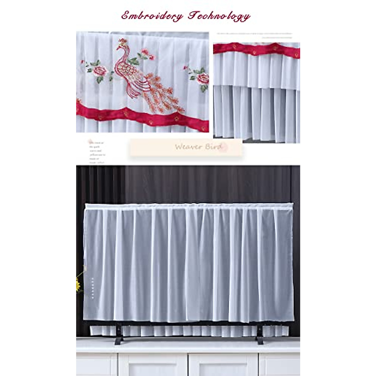 YIJIAFEIFEI LCD TV Dust Cover with Openable Front Flap, Indoor TV Cover Dust Proof, Soft Lace Cover for Tv Decorative(Size:40 inch)