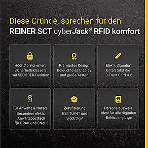 Reiner SCT cyberJack RFID Komfort Chipkartenlesergerät (USB 2.0) Schwarz