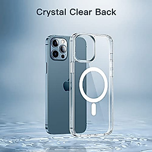 JETech Magnetic Case for iPhone 12 Pro Max 6.7-Inch Compatible with MagSafe Wireless Charging, Shockproof Phone Bumper Cover, Anti-Scratch Clear Back (Clear)