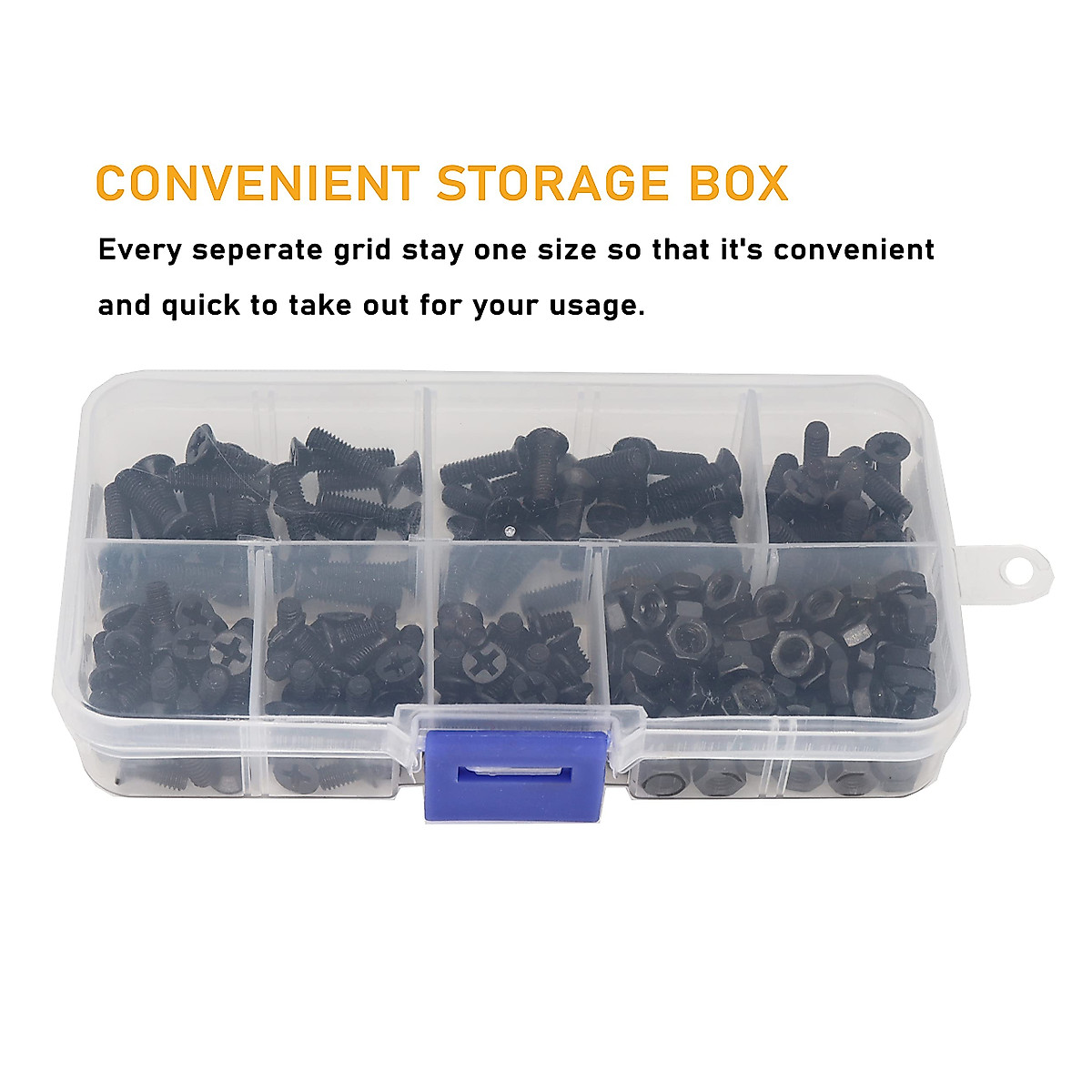 binifiMux M3 Screws Kit, M3 Flat Head Machine Screws, 360pcs (7 Sizes) M3-0.5mm Black Countersunk Flat Head Phillips Machine Screws and Hex Nuts Kit for 3D Printer Robot Project Toys RC Models