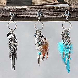 Artilady Boho Keychains For Women Keyrings - Cute Bag Charm For Backpack, Birthday Gifts for women, girls, kids (feather black)