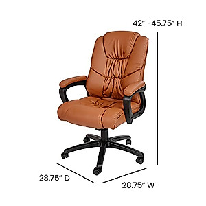 EMMA + OLIVER Big & Tall 400 lb. Rated Brown LeatherSoft Office Chair - Executive Office Chair
