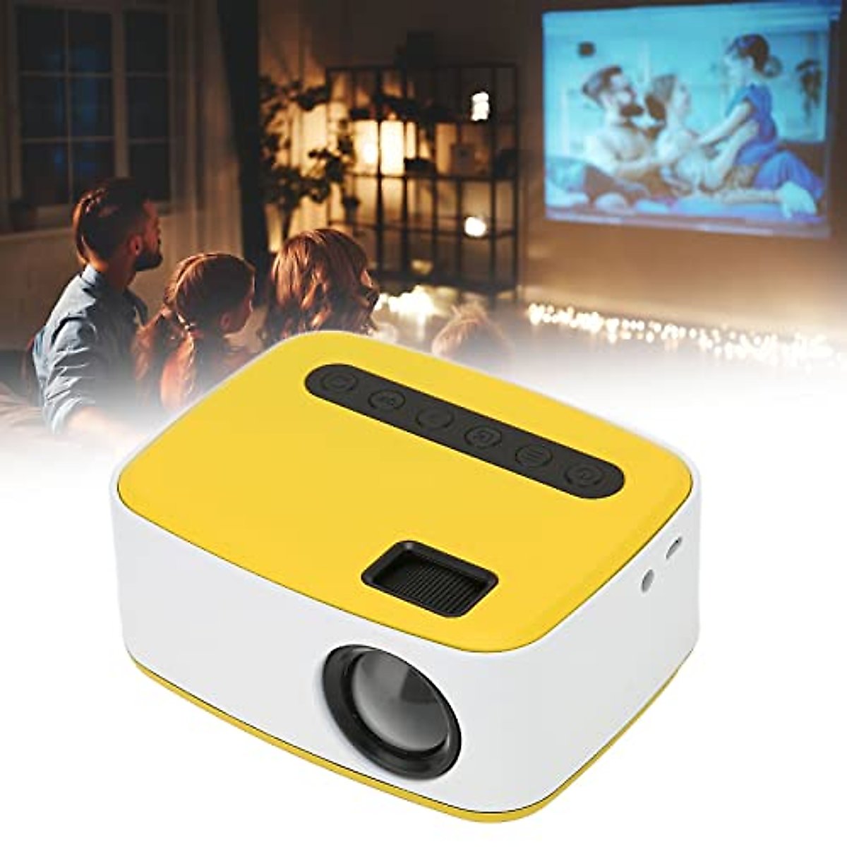 Mini WiFi Projector,LED USB Connection 1080P Inbuilt Speaker Portable Projector with Inbuilt Speaker for Home Camping Travel 100?240V,Bright Yellow(US Plug)
