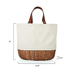 PICNIC TIME - Promenade Picnic Basket for 2 - Picnic Set with Canvas Tote Bag, (Beige Canvas)