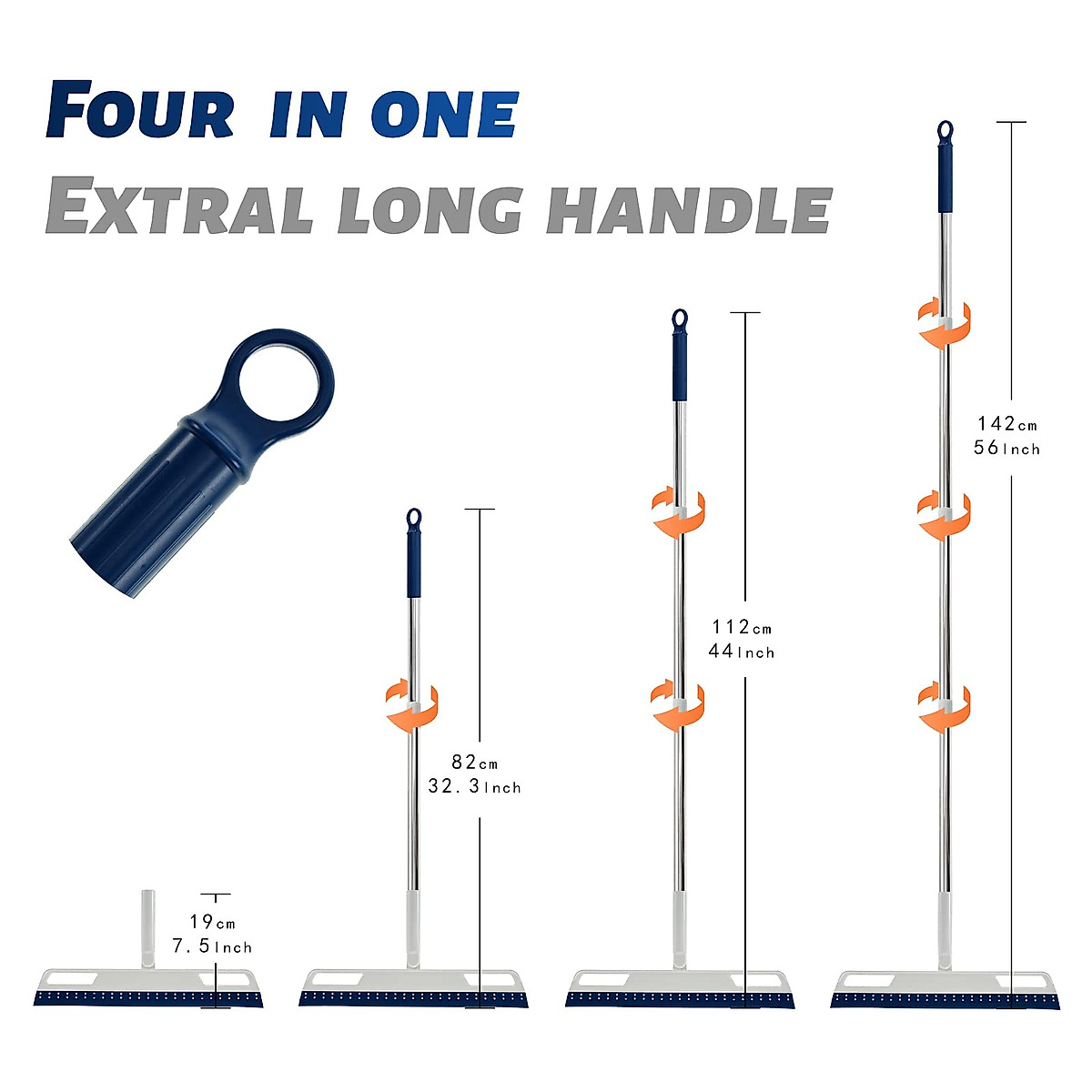 Multifunction Magic Broom Sweeper 4-1 Extral Long Handle Silicone Floor Squeegee Broom no Bristles Excelent for Flat Floor and Especial Good Job for Pet Hair Remover