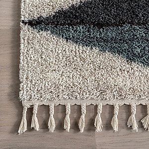 nuLOOM Kali Geometric 4x6 Shag Area Rug for Living Room Bedroom Dining Room Nursery Kitchen, Navy