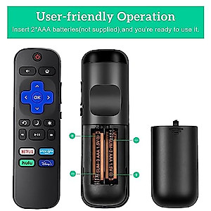 Pack of 2 Replaced Remote Control for Roku TVs, Compatible with TCL/Hisense/Onn/Insignia/Sharp/Westinghouse/Element/JVC Roku Smart TV, Replacement Remote with Netflix/Disney+/Hulu/Prime Video Buttons