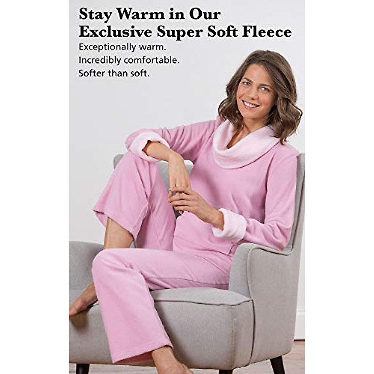 PajamaGram Women's Pajamas Super Soft - Fleece Pajamas Women, Pink, S, 4-6