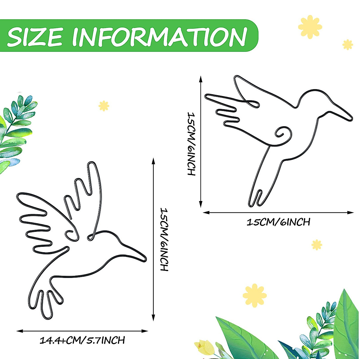 Hotop 4 Pieces Metal Hummingbird Wall Decor Black Bird Wall Art Metal Garden Wall Decor Cute Wall Sign for Indoor Outdoor Fence