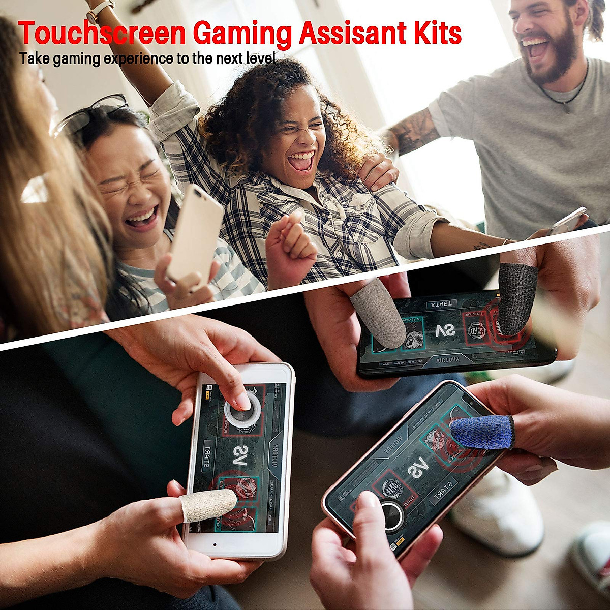 Weewooday 16 Pieces Phone Game Joystick Kits, 4 Touch Screen Game Control Joypad and 12 Gaming Finger Sleeve, Mobile Game Controller with Anti-Sweat Thumb Sleeves for Phones Tablets