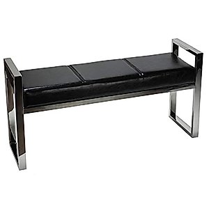 Cortesi Home Holden Contemporary Metal Entryway Bench, 40", Black