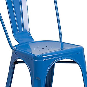 Flash Furniture Luke Commercial Grade 4 Pack Blue Metal Indoor-Outdoor Stackable Chair
