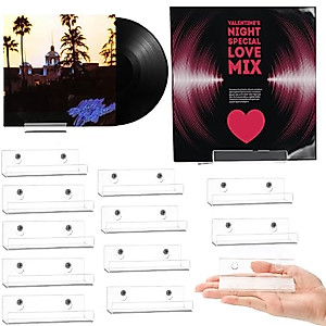 ZOOFOX 12 Pack Vinyl Record Shelf Wall Mount, 4 Inch Vinyl Record Wall Display Holder with Installation Hardware, Clear Floating Acrylic Album Record Holder for Displaying Your Daily LP Listening