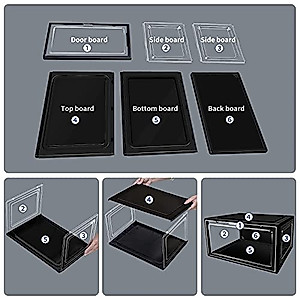 mupera X-Large Shoe Storage Box - Upgrade Black Shoe Bins(2023 New), Stackable Sneaker Storage Boxes, Hardtop Plastic Shoe Storage Organizer Bin with Lid, Sneaker Shoe Holder Containers for Closets