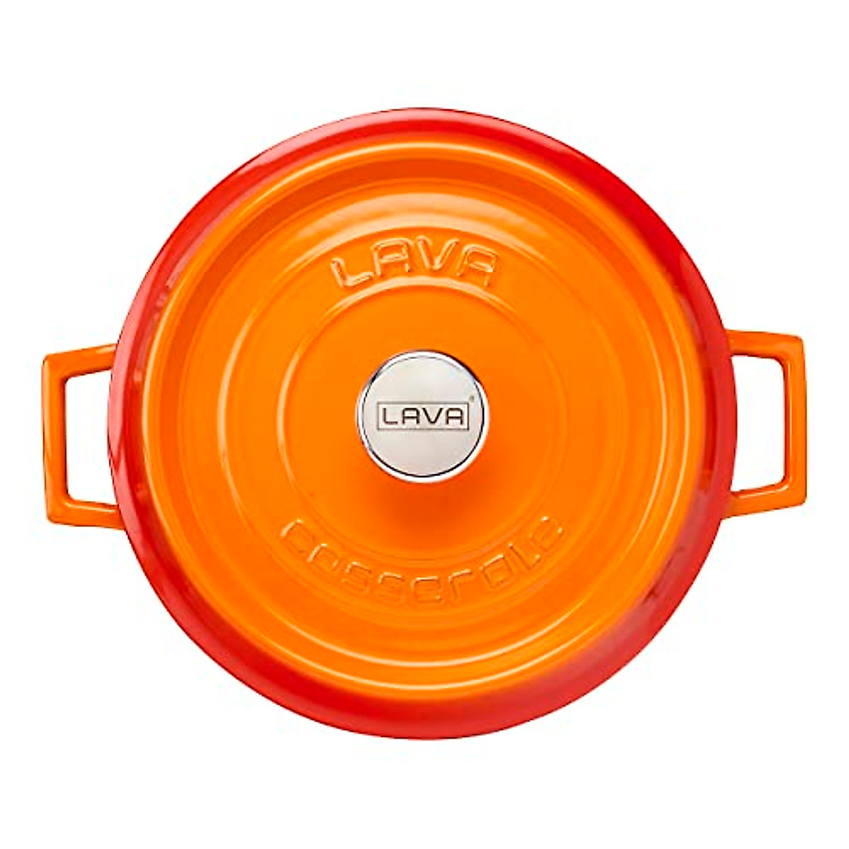 LAVA 7 Quarts Cast Iron Dutch Oven: Multipurpose Stylish Round Shape Dutch Oven Pot with Three Layers of Enamel Coated with Trendy Lid (Orange)