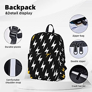 QICENIT Lightning Bolt Laptop Backpack for Women Men Large Capacity Durable Lightweight Casual Bag fit 15.6”Notebook for Camping Work Daypack Travel Business Hiking