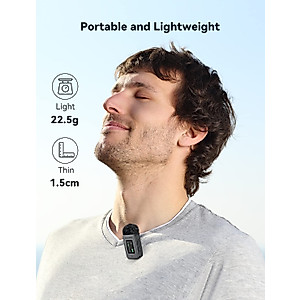 2.4G Wireless Lavalier Microphone, Dual Lavalier Lapel Mic 2 Transmitters and 1 Receiver Noise Reduction for DSLR Camera, Recording YouTube, Vlogs