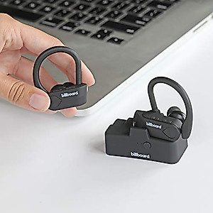 Billboard Bluetooth 5.0 True Wireless Stereo Sport Earhooks with Charging Stand, Black (BB2623)
