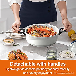 Joydeem 2 in 1 Electric Hot Pot, 3.5L Shabu Shabu Pot with Two Removable Pot, UL Listed, Ceramic Non-stick Coating, 1400W, JD-HG3706W