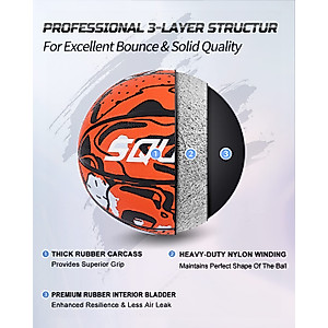 SQUAD Graffiti Basketball Size 7 (29.5"), Durable Rubber Basketball Ball for Indoor & Outdoor Play, includes Pump & Mesh Bag