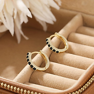 5 Pairs Gold Huggies Hoop Earrings Set for Women Girls Small Dangle Chain Hoop Earrings Jewelry for Gifts (Gold-Black)