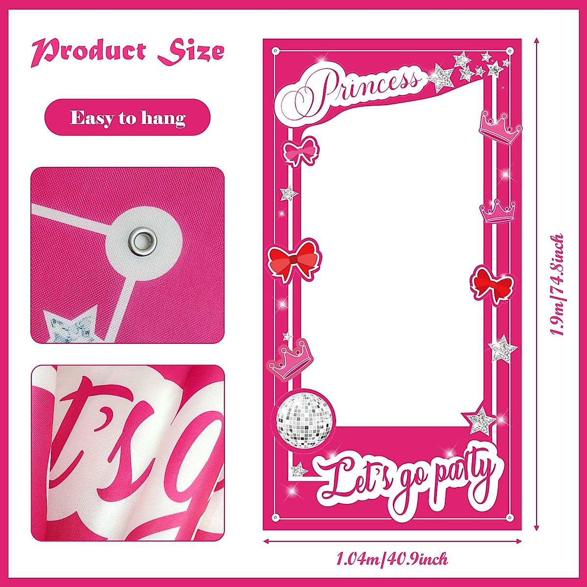 Pink Girls Birthday Decorations Hot Pink Photo Booth Props Let’s Go Girls Bachelorette Party Decor for Birthday Bridal Shower Pink Party Supplies