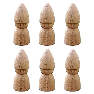rosenice 6pcs Wooden Gnome Peg Doll Unfinished Wooden Peg People Figures Mini Peg Doll Bodies DIY Painting Puppets for Arts and Crafts Projects Role Play Game Beige